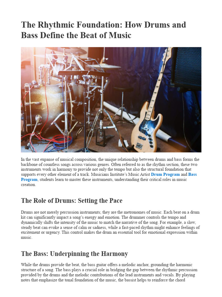 The Rhythmic Foundation - How Drums and Bass Define The Beat of Music ...