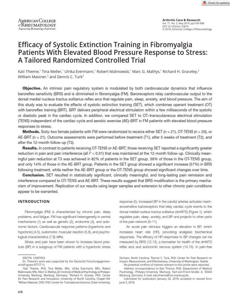 Arthritis Care Research - 2018 - Thieme - Efficacy of Systolic ...