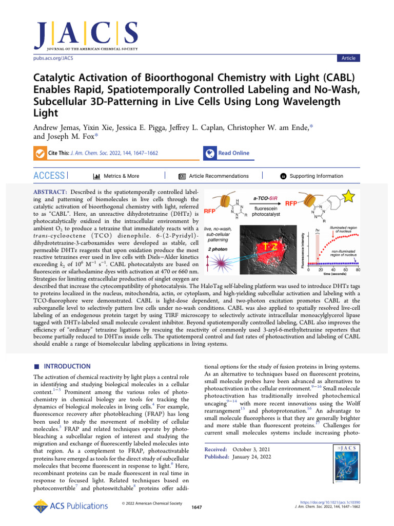 jacs.1c10390 | PDF | Catalysis | Fluorescence