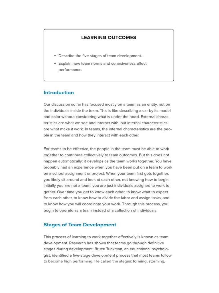 Five Stages of Team Development Explained | PDF | Group Cohesiveness ...