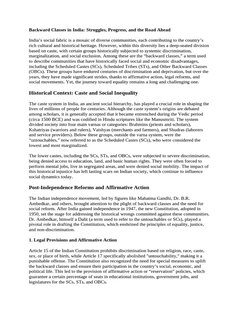 Backward Classes in India | PDF | Dalit | Caste
