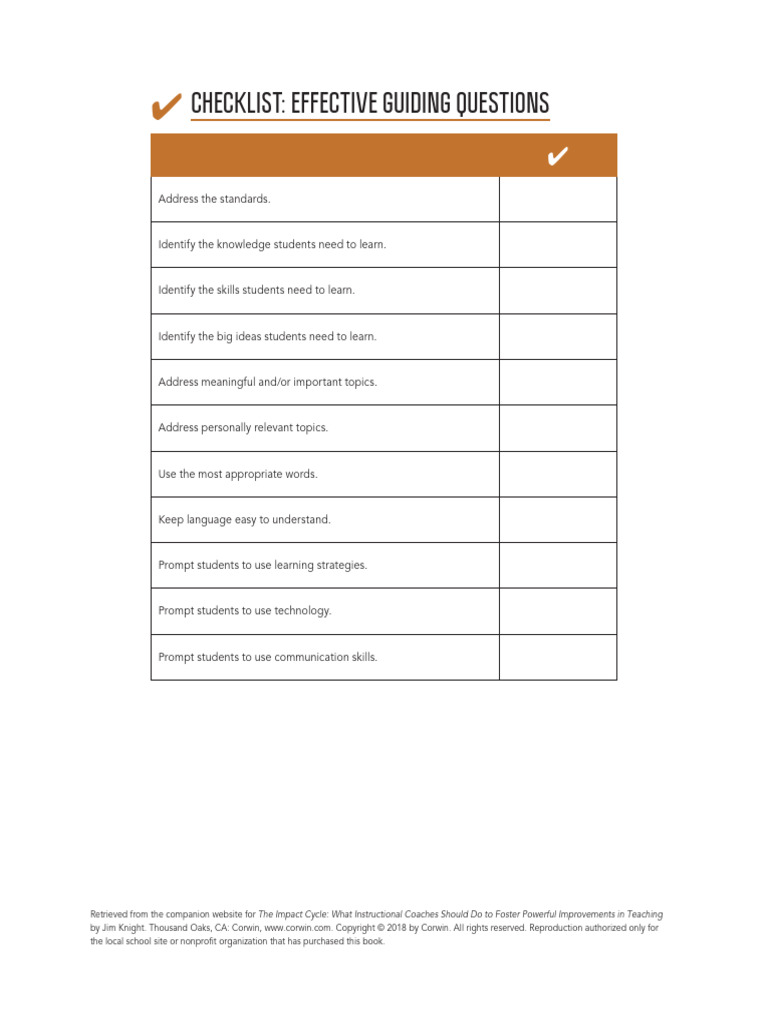 Checklist Effective Guiding Questions | PDF