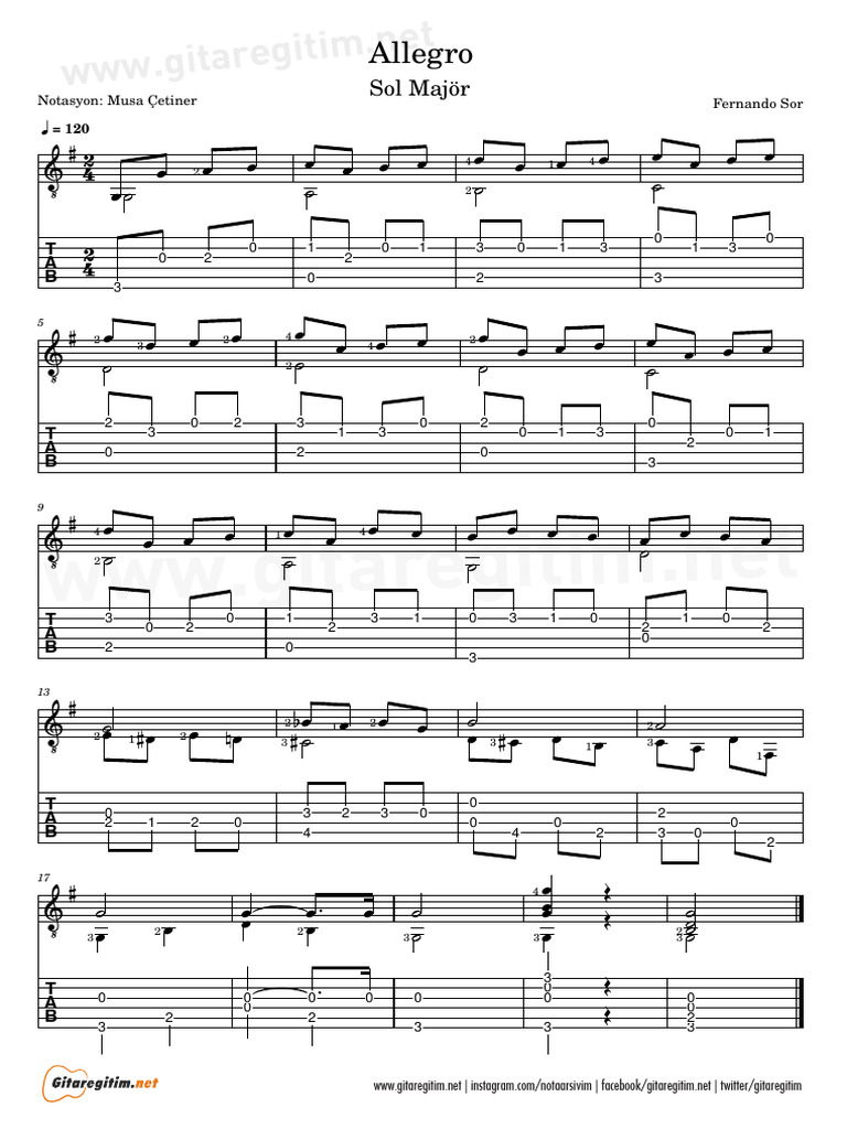 Sor Allegro Sol Major | PDF