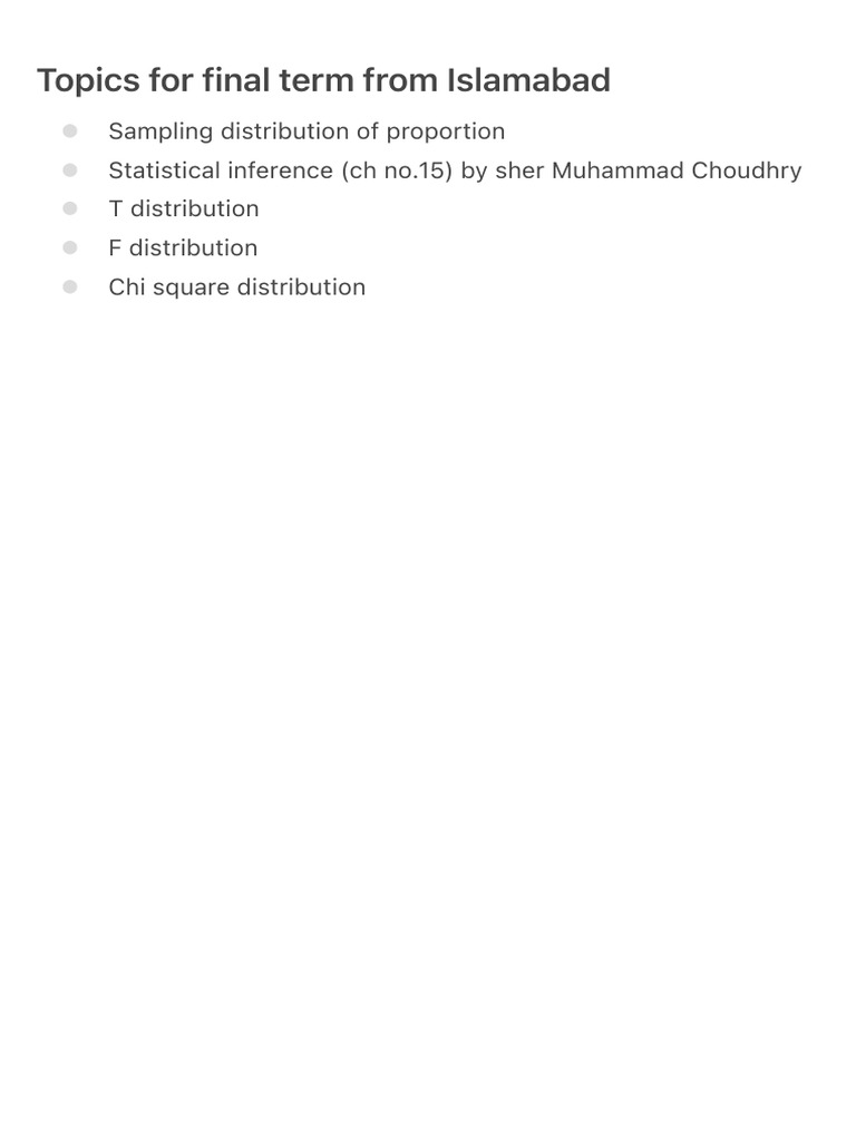 Final Term Topics: Statistics & Distributions | PDF