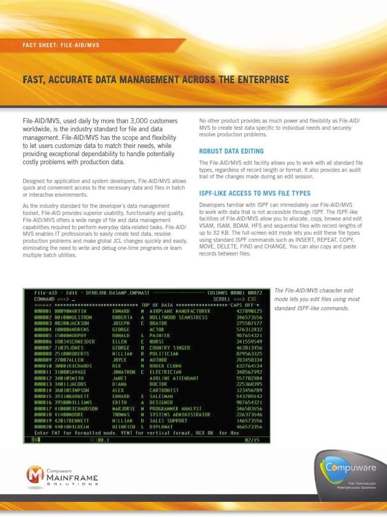 Fast, Accurate Data Management Across The Enterprise: Fact Sheet: File ...