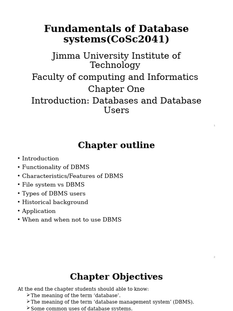 Fundamental of Database CH-1 | PDF | Databases | Database Transaction