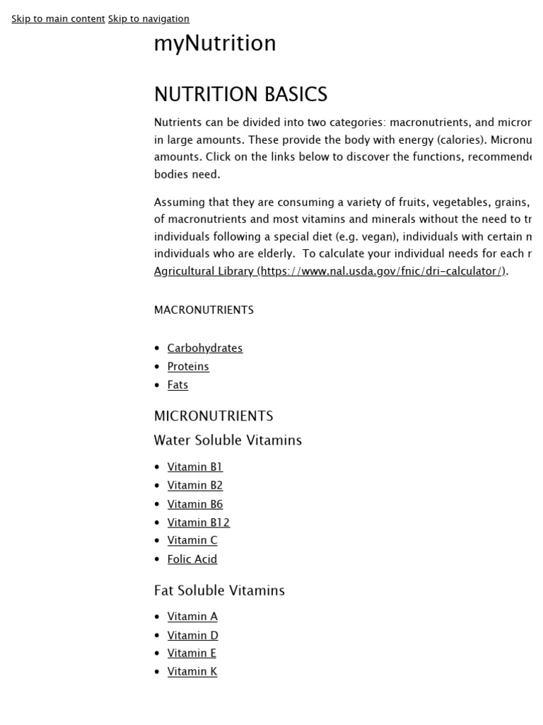 Nutrition Basics and Micronutrient Guide | PDF | Foods | Vitamin