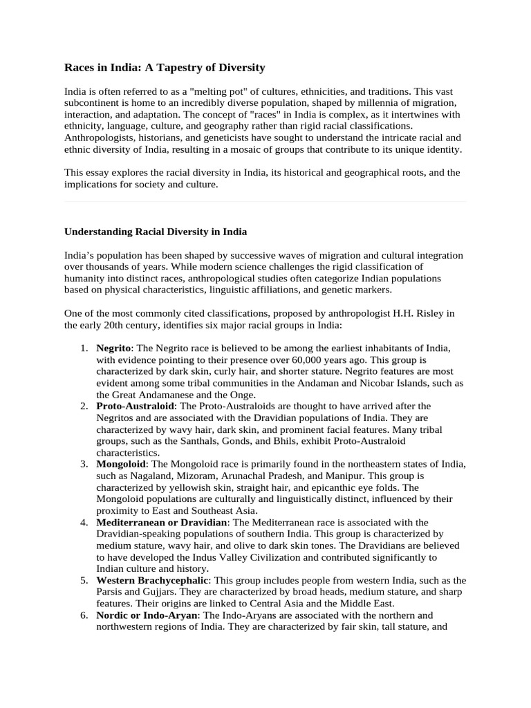 Races in India | PDF | Race (Human Categorization) | Multiculturalism