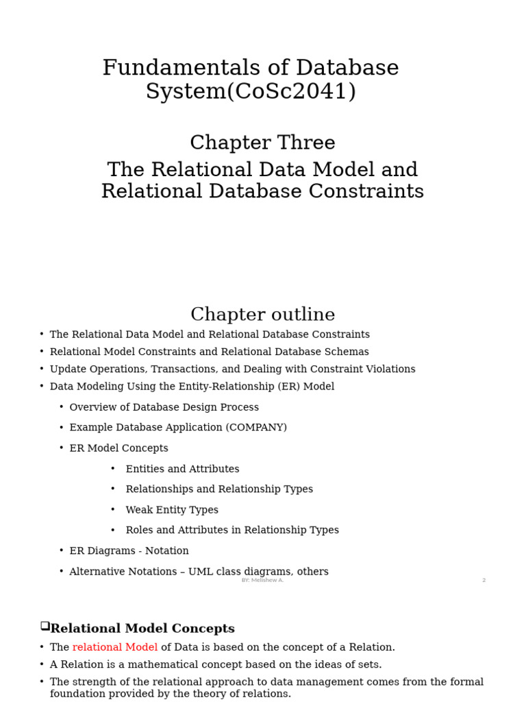 Fundamental of Database CH-3 | PDF | Relational Database | Relational Model