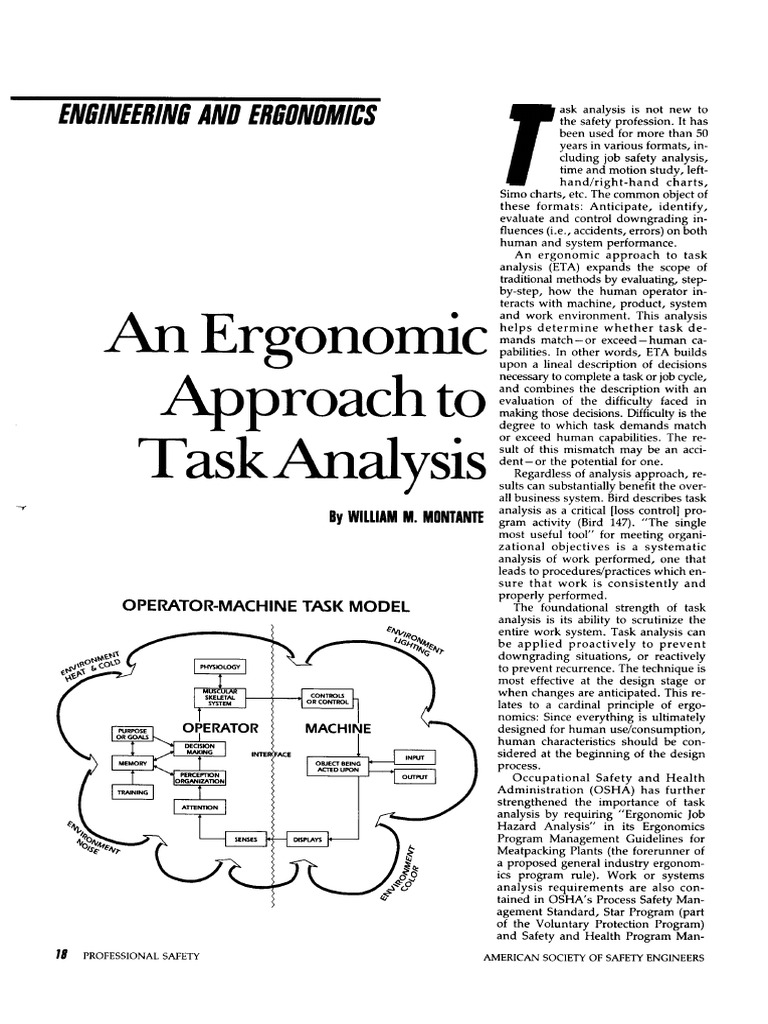 An Ergonomic Approach To Task Analysis | PDF