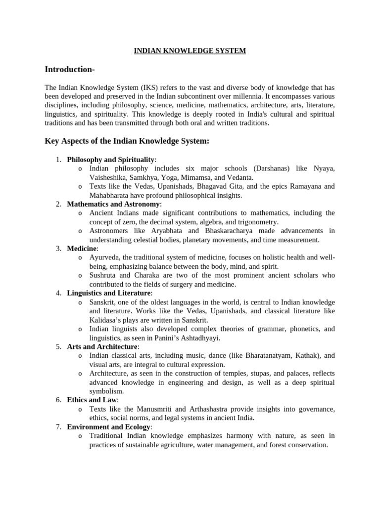 INDIAN KNOWLEDGE SYSTEM | PDF | Ayurveda | Logic