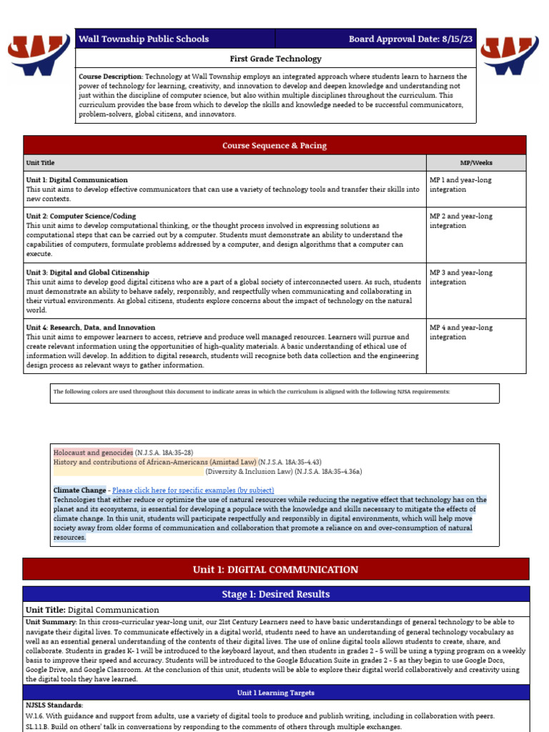 WTPS GRADE 1 Technology Curriculum 23-24 08 - 15 - 23 | PDF | Computer ...