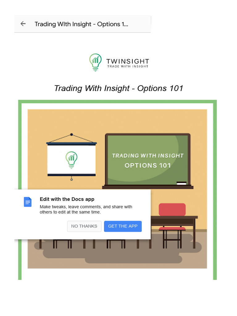Trading WIth Insight - Options 101 - V1 | PDF | Option (Finance) | Stocks
