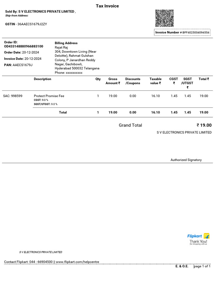 Invoice for Nothing Ear Purchase | PDF