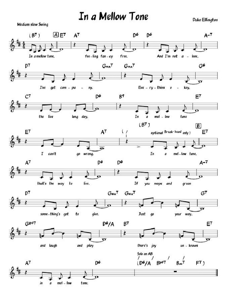 In A Mellow Tone BB | PDF