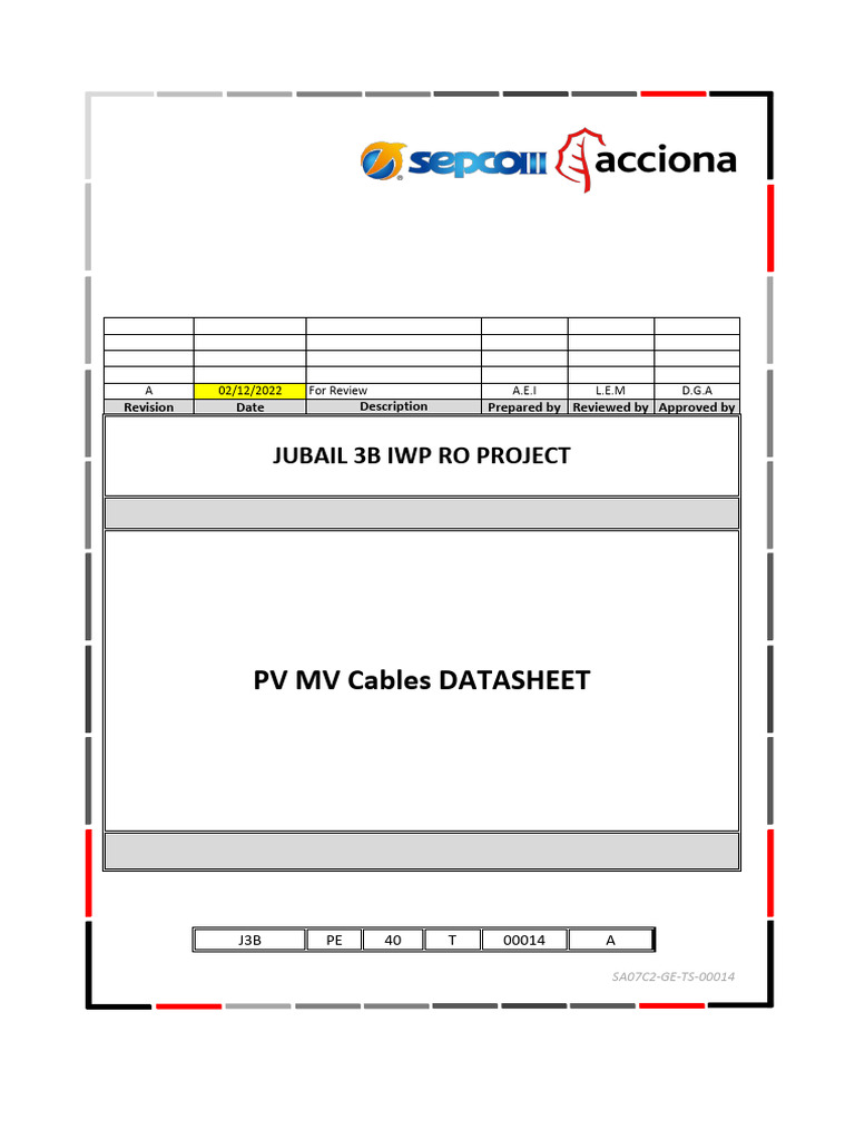 J3B PE 40 T 00014 A.3 - PV MV Cables Datasheet | PDF | Electrical ...