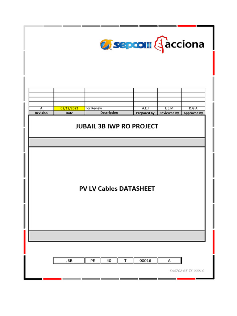 J3B PE 40 T 00016 A.2 - PV LV Cables Datasheet | PDF | Insulator (Electricity) | Electrical ...