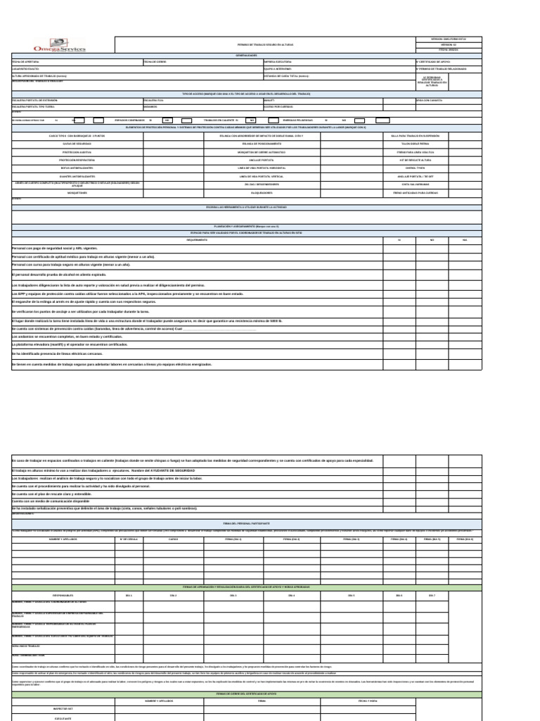 Omg-Form-sst22 Formato Permiso de Trabajo Seguro en Alturas | PDF