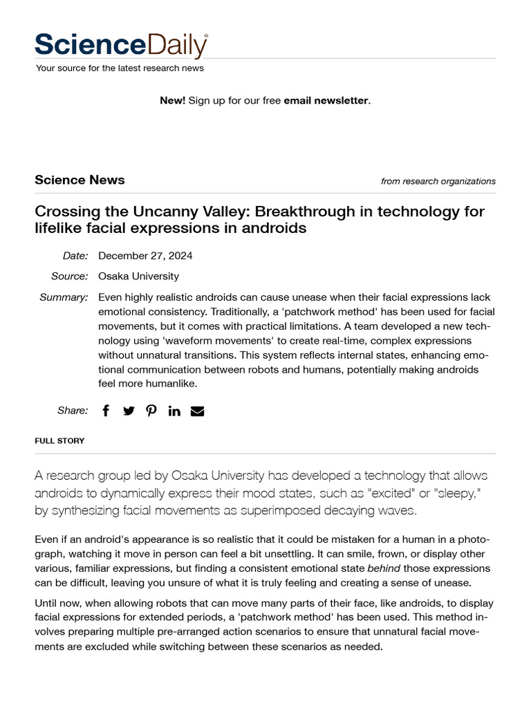 Crossing The Uncanny Valley - Breakthrough in Technology For Lifelike ...
