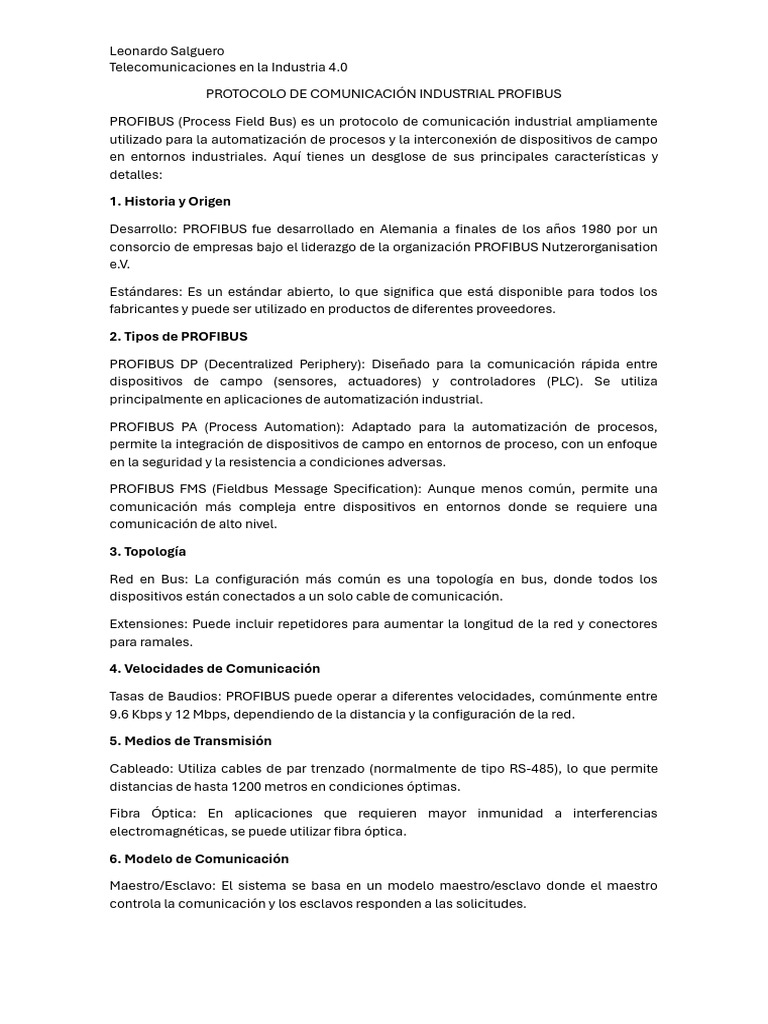 Protocolo de Comunicación PROFIBUS | PDF | Informática | Ingeniería ...