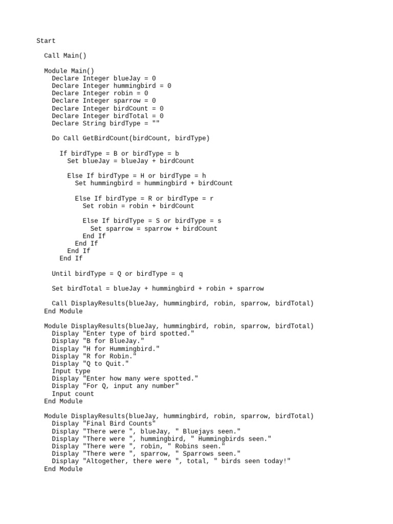 CISP300 HC5 Pseudocode | PDF