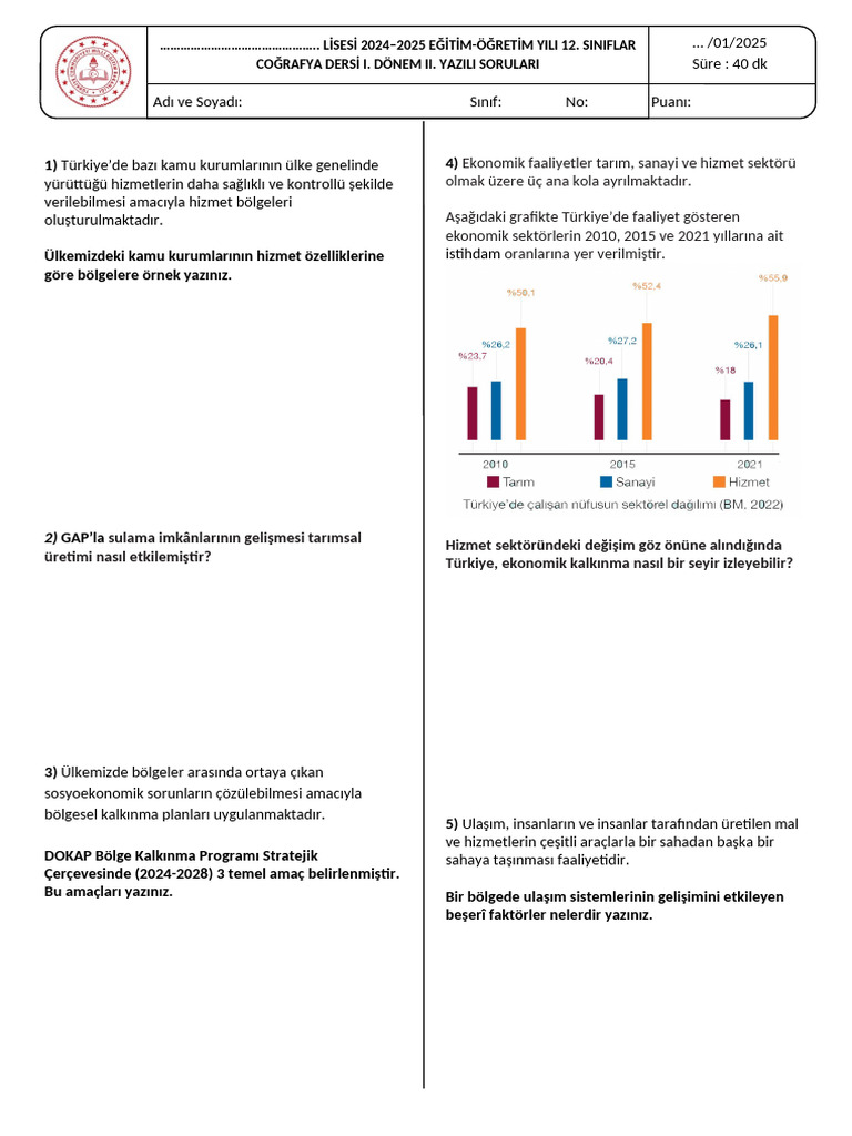 12-sinif-1-donem-2-yazili-2024-2025 | PDF