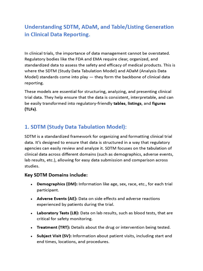 Sdtm Adam And Tlfs 1731561026 Pdf Clinical Trial Medicine