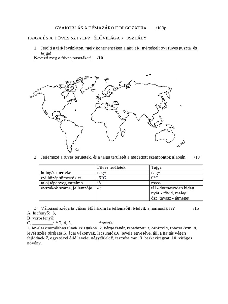 TÉMAZÁRÓ DOLGOZAT - Tajga SZTYEPP | PDF