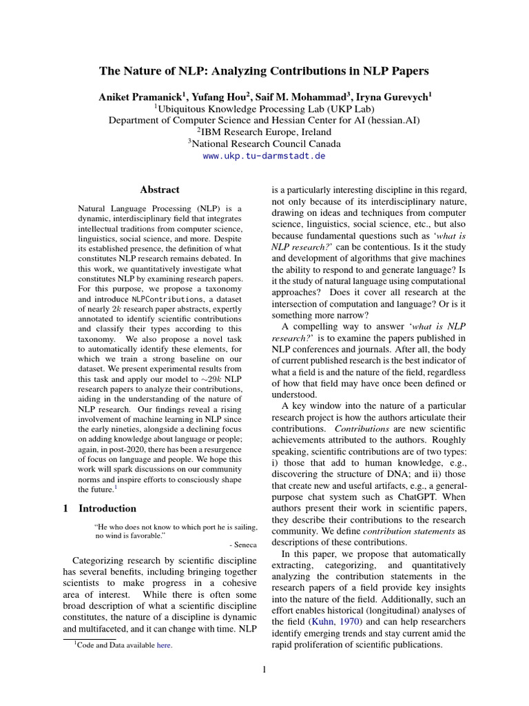 3.the Nature of NLP Analyzing Contributions in NLP P | PDF | Annotation | Computer Science