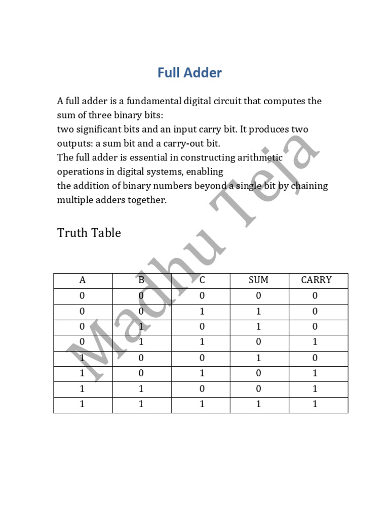 Full Adder | PDF