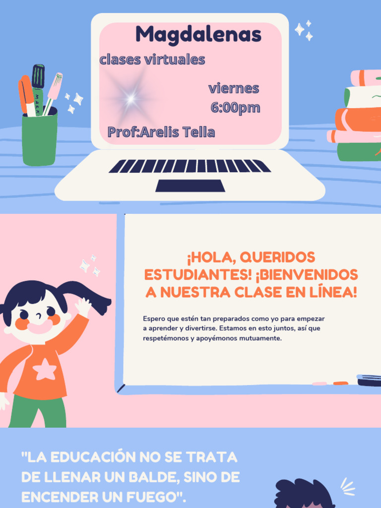 Celeste y Rosa Dibujo Notebook en Escritorio Clases Online Educación ...