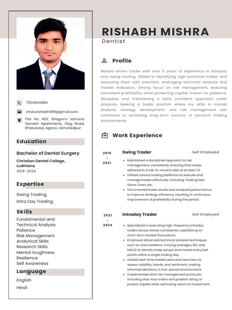 DR. Rishabh Mishra (Dentist) | PDF | Technical Analysis | Day Trading