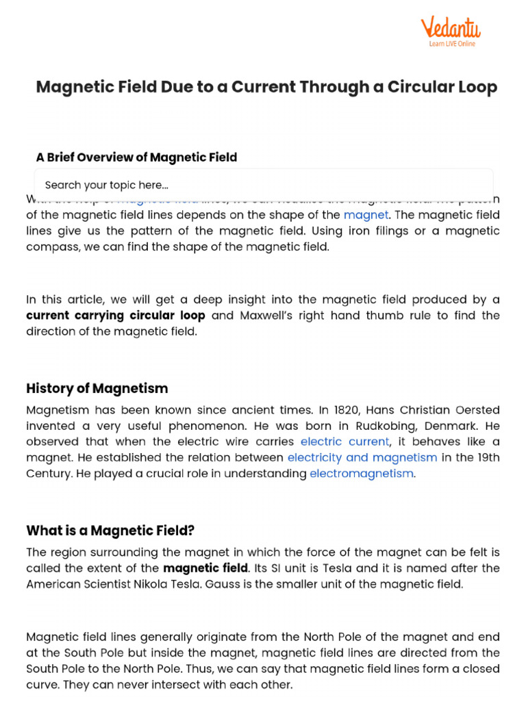 Magnetic Field Due to a Current Through a Circular Loop (1) | PDF