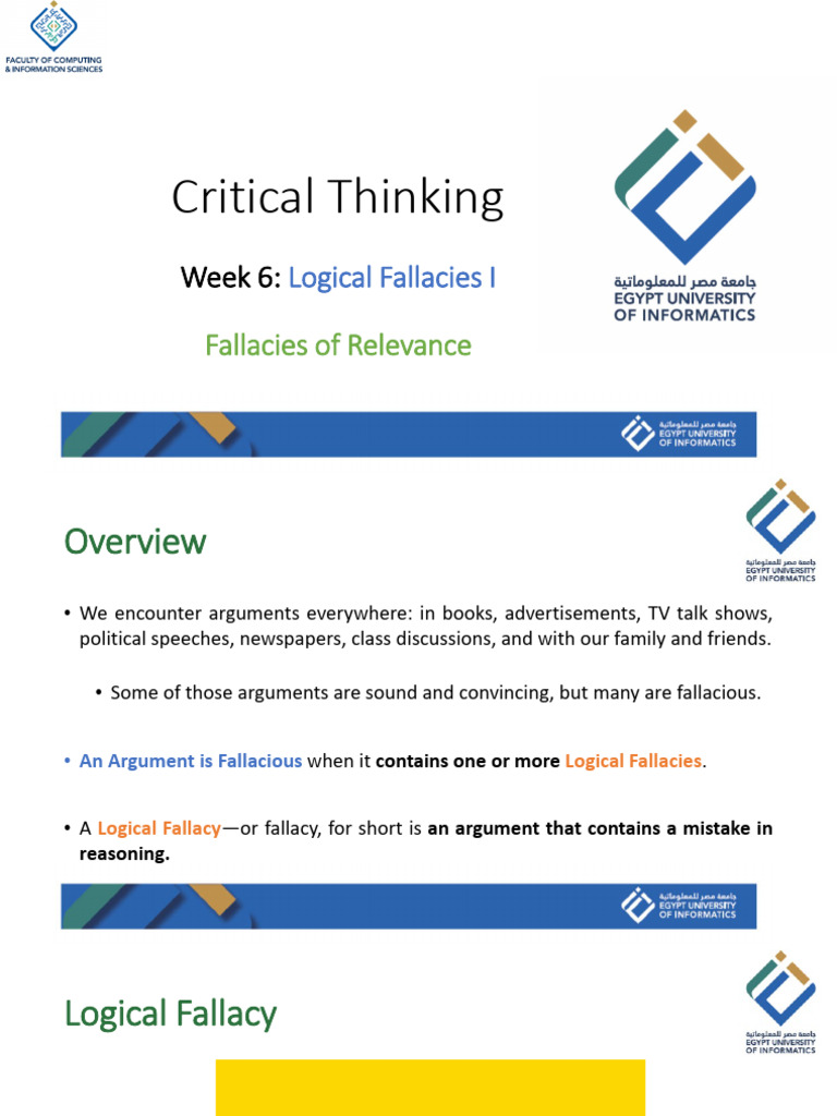 CriticalThinking Week6A | PDF | Fallacy | Argument