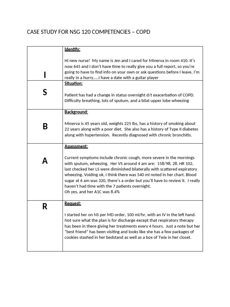 Case Study Isbar For Comps Copd | PDF