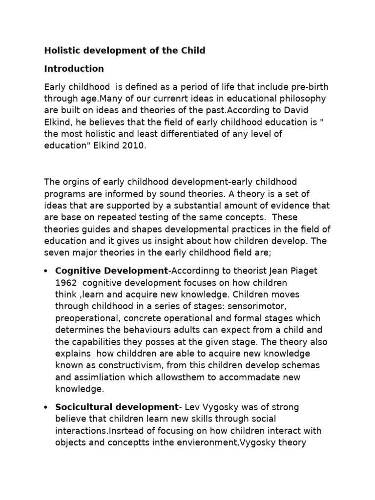 Holistic Development of The Child Assignment | PDF | Constructivism ...