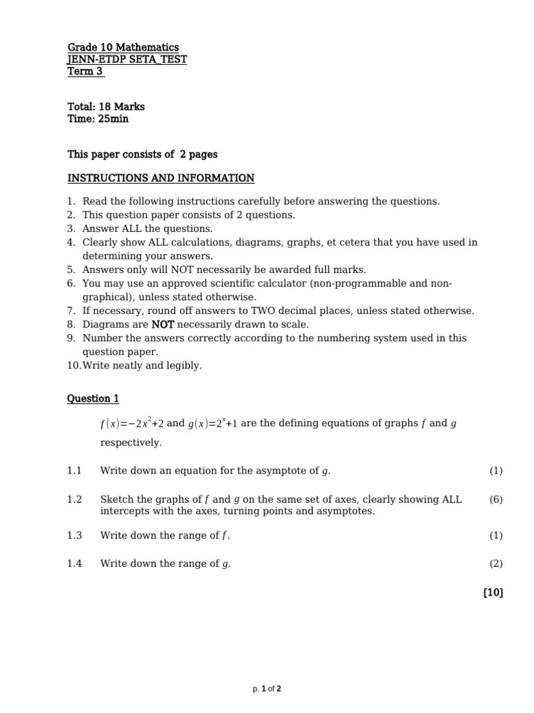 Test 1 Term 3, Jenn ETDP SETA. | PDF