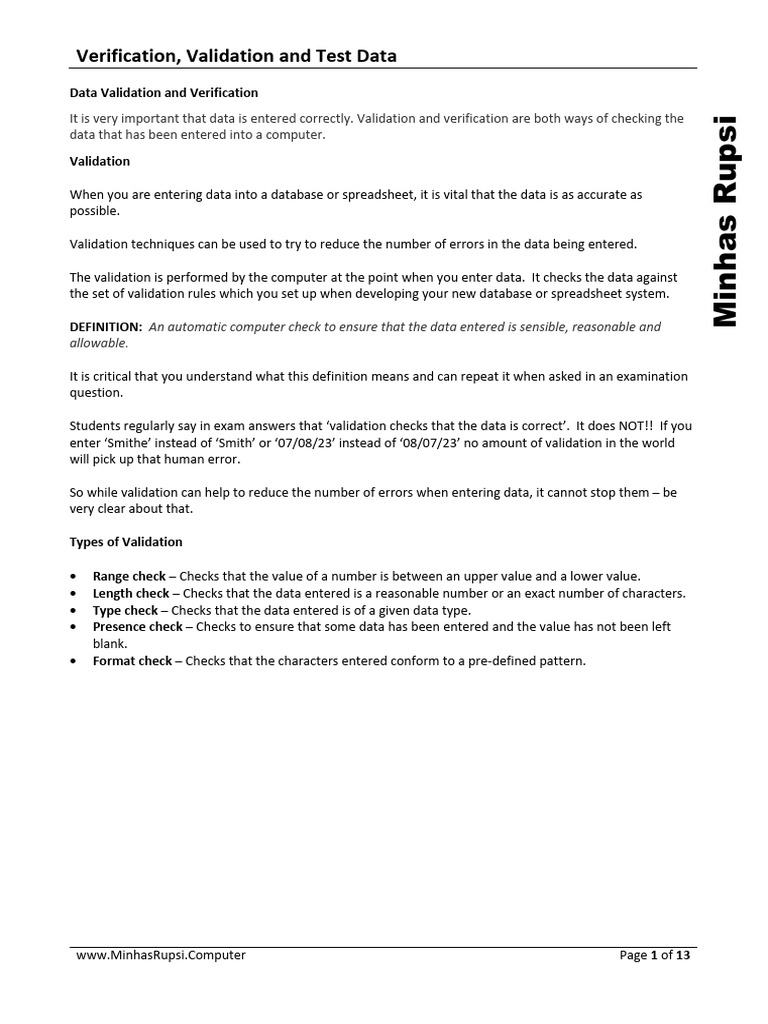 Data Validation and Verification Guide | PDF | Algorithms | Databases