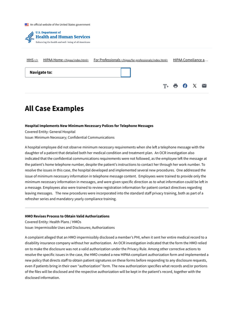 All Case Examples - HHS - Gov | PDF | Medical Record | Health Insurance ...