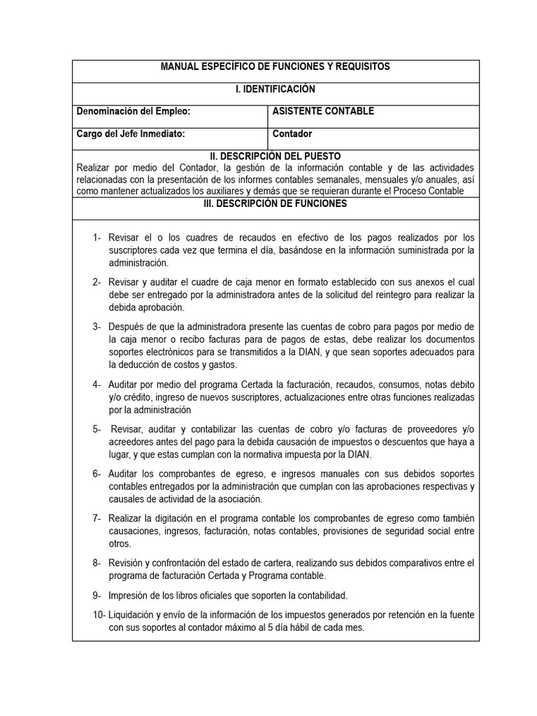 Funciones del Asistente Contable | PDF | Contabilidad | Contador
