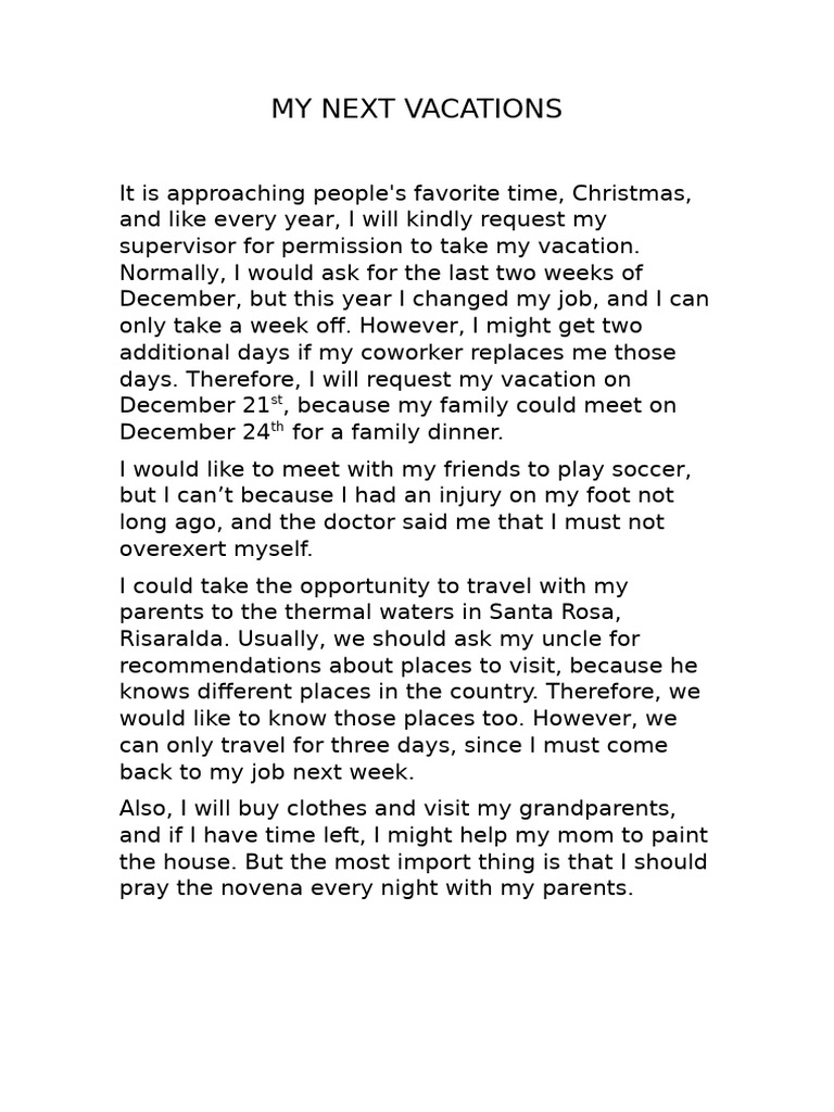 My Next Vacations | PDF