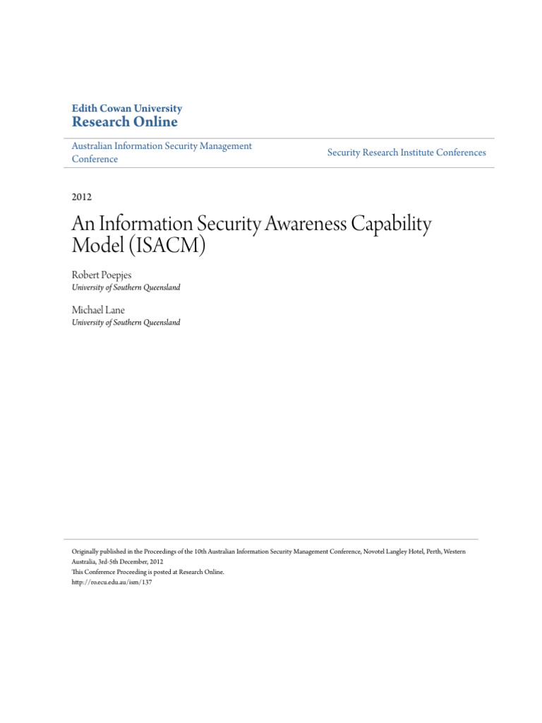 An Information Security Awareness Capability Model (ISACM) | PDF ...
