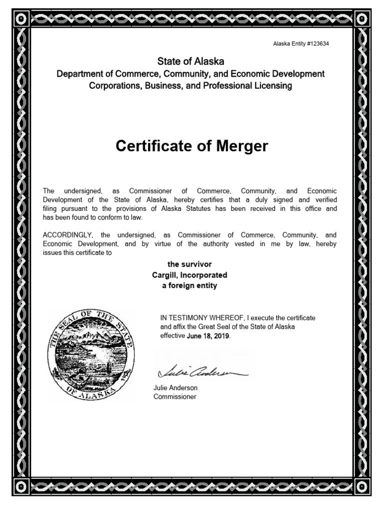 Certificate of Merger | PDF