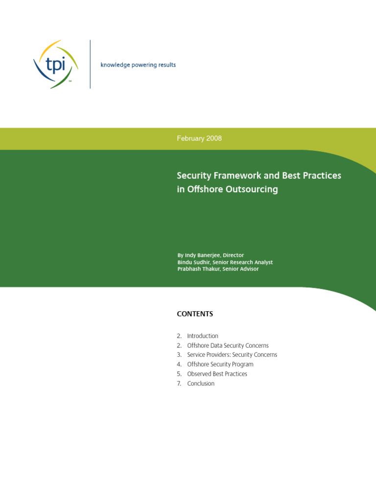 Security Framework For Offshore Auditing | PDF | Outsourcing | Audit
