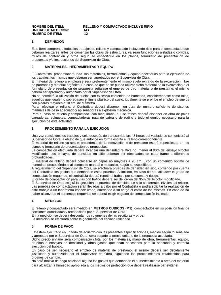 Relleno y Compactado con Ripio | PDF
