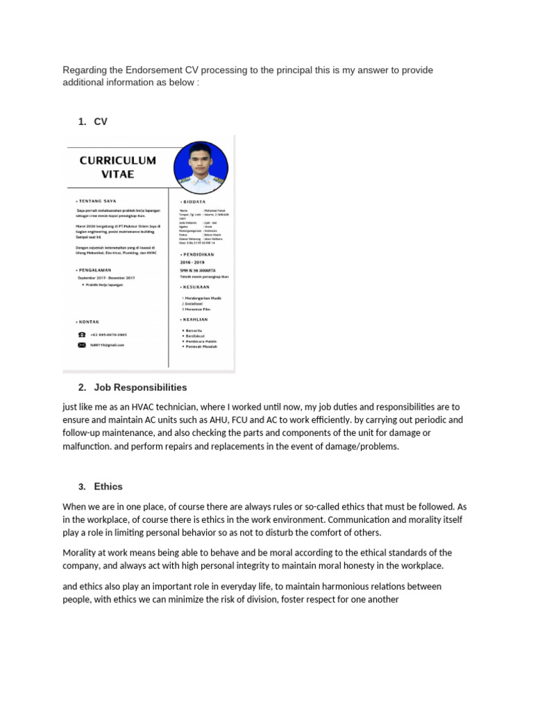 HVAC Technician Endorsement CV Guide | PDF | Cruise Ship | Business