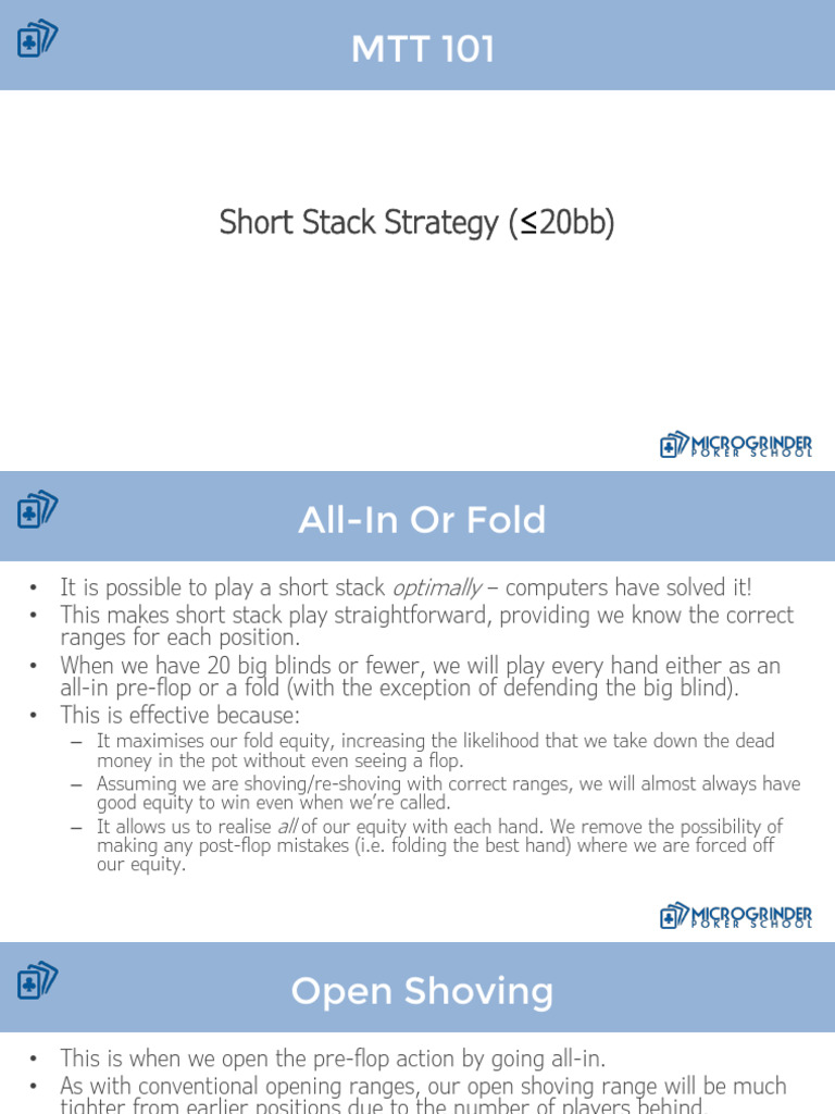 Optimal Short Stack Poker Strategy | PDF | Gaming