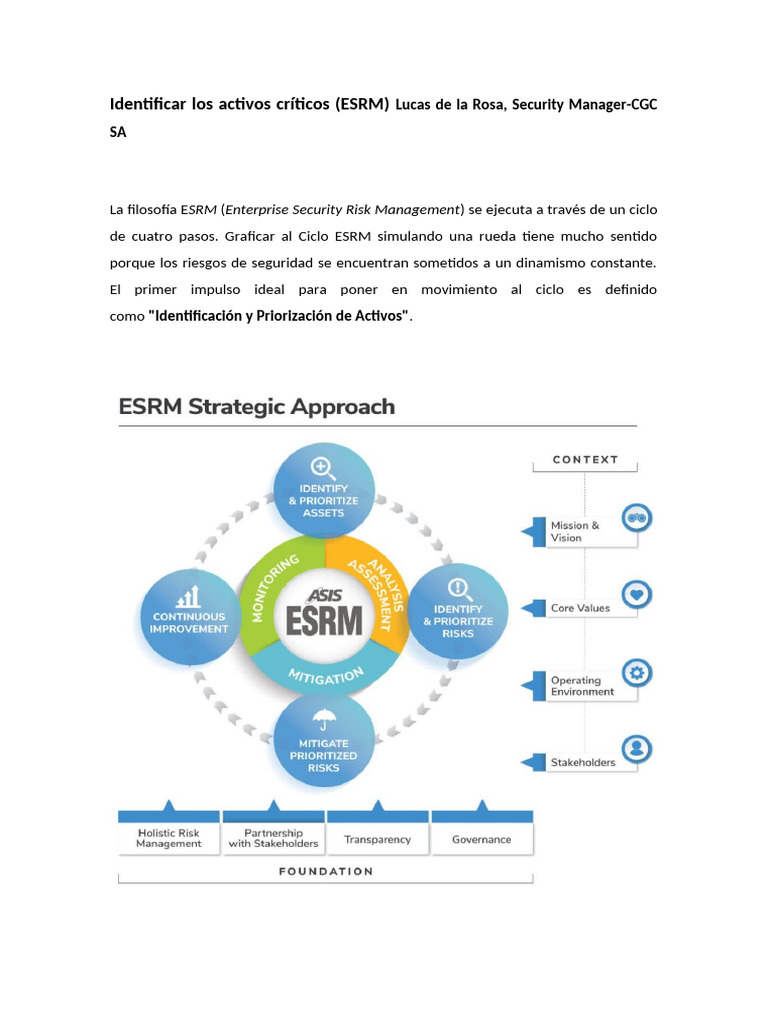 Identificar Los Activos Críticos ESRM (Enterprise Security Risk Management) | PDF ...