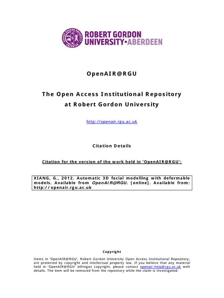 Xiang PHD Thesis - PDF - OpenAIR at RGU - Robert Gordon University | PDF | 3 D Computer Graphics ...