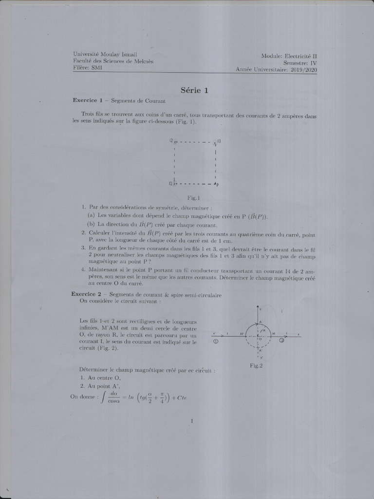 TD+Corrigé Série1 Electromagnétisme Boughrara | PDF